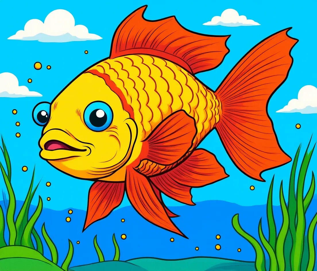Cartoon Fish Drawing Style Fish Drawing | AI Art Creation...